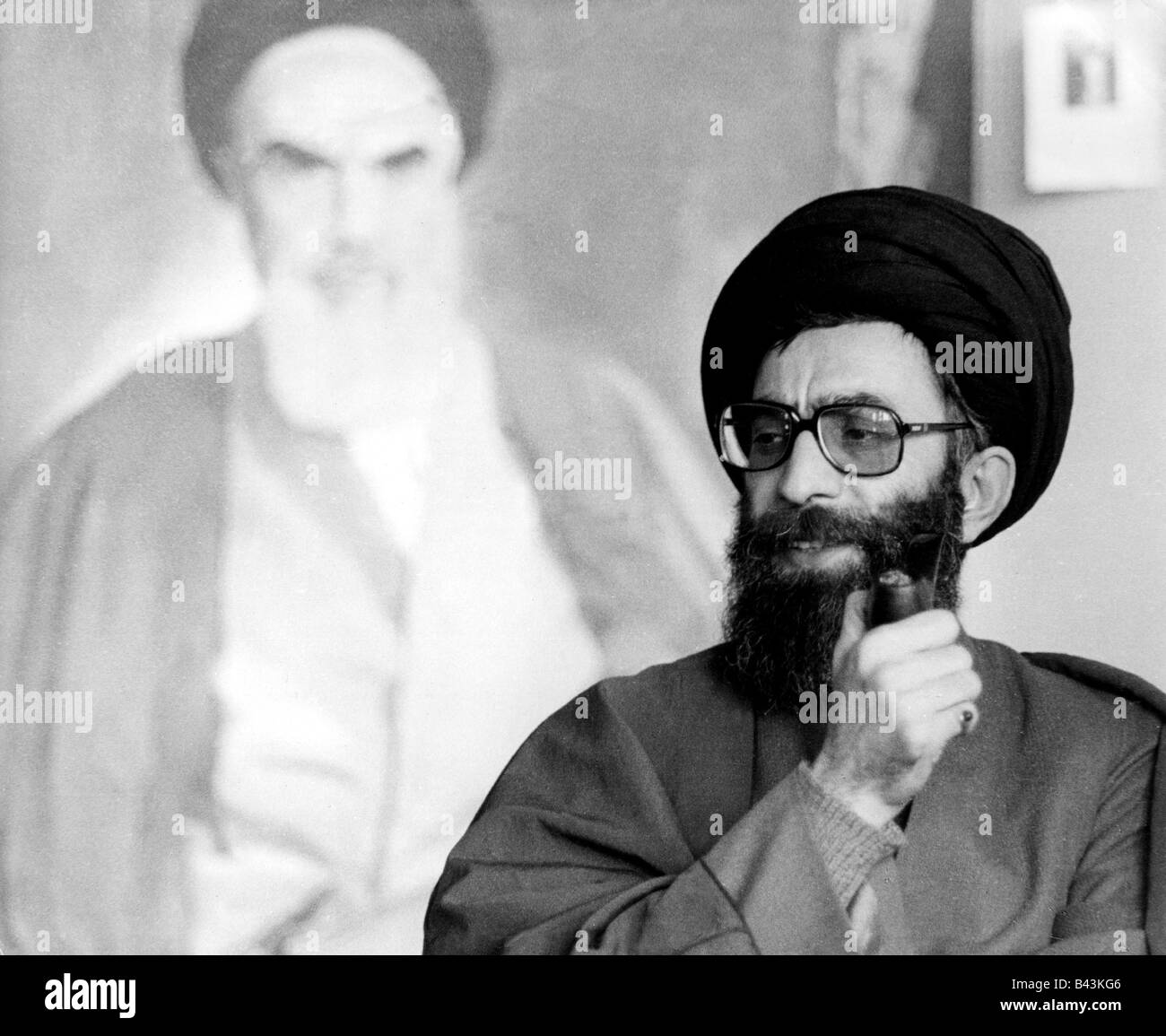 Grand ayatollah al khamenei Banque d'images noir et blanc - Alamy