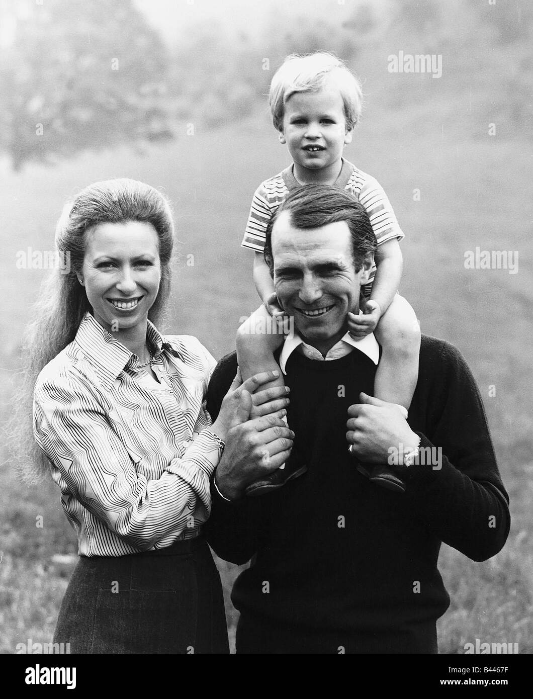 La princesse Anne et son mari le capitaine Mark Phillips avec leur fils ...