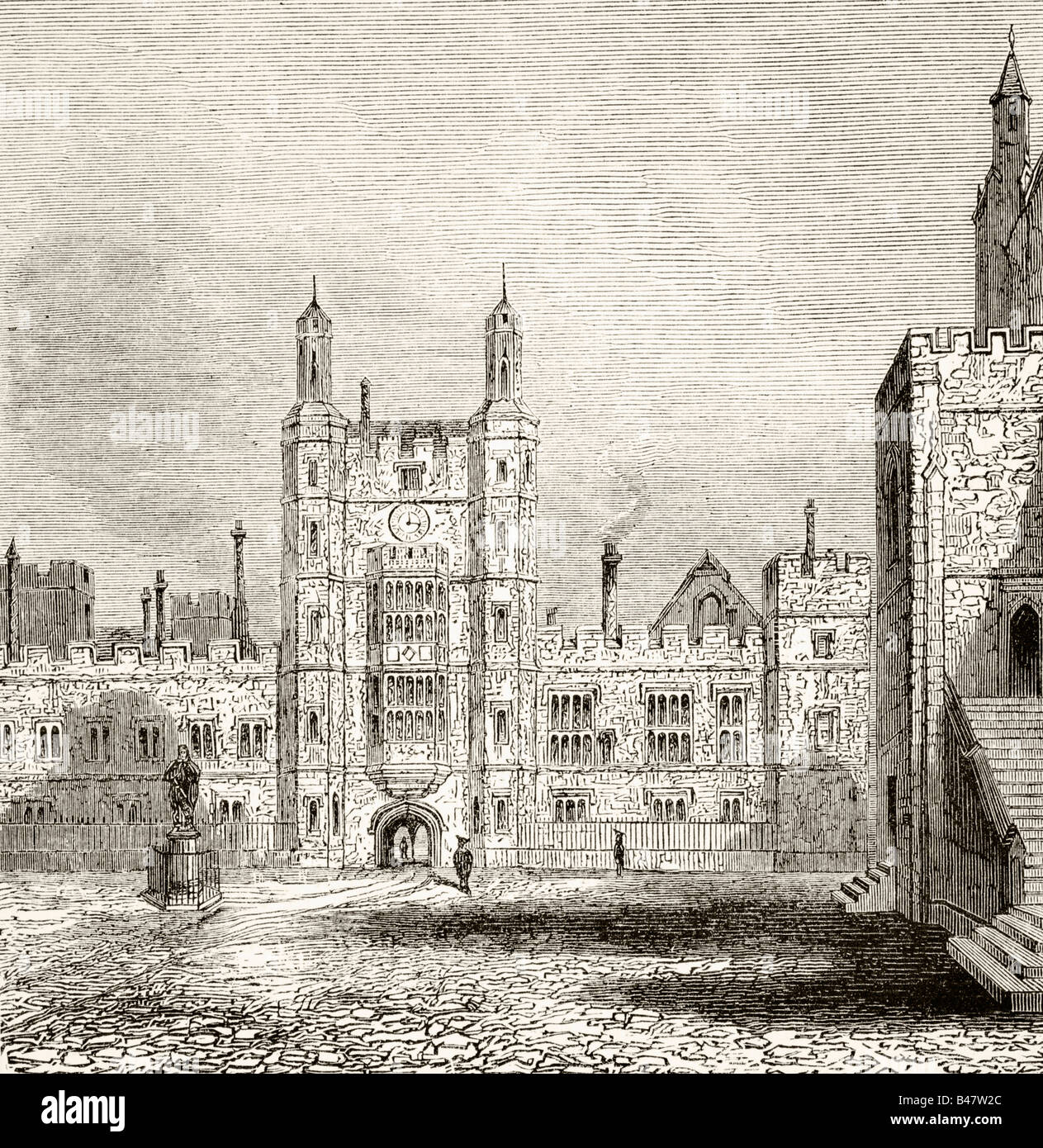 The School Yard à Eton College, Eton, Berkshire, Angleterre au 19th ...