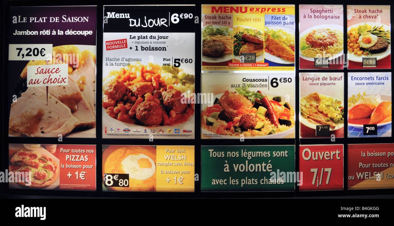 Flunch self service Français family restaurant menu image Photo Stock ...