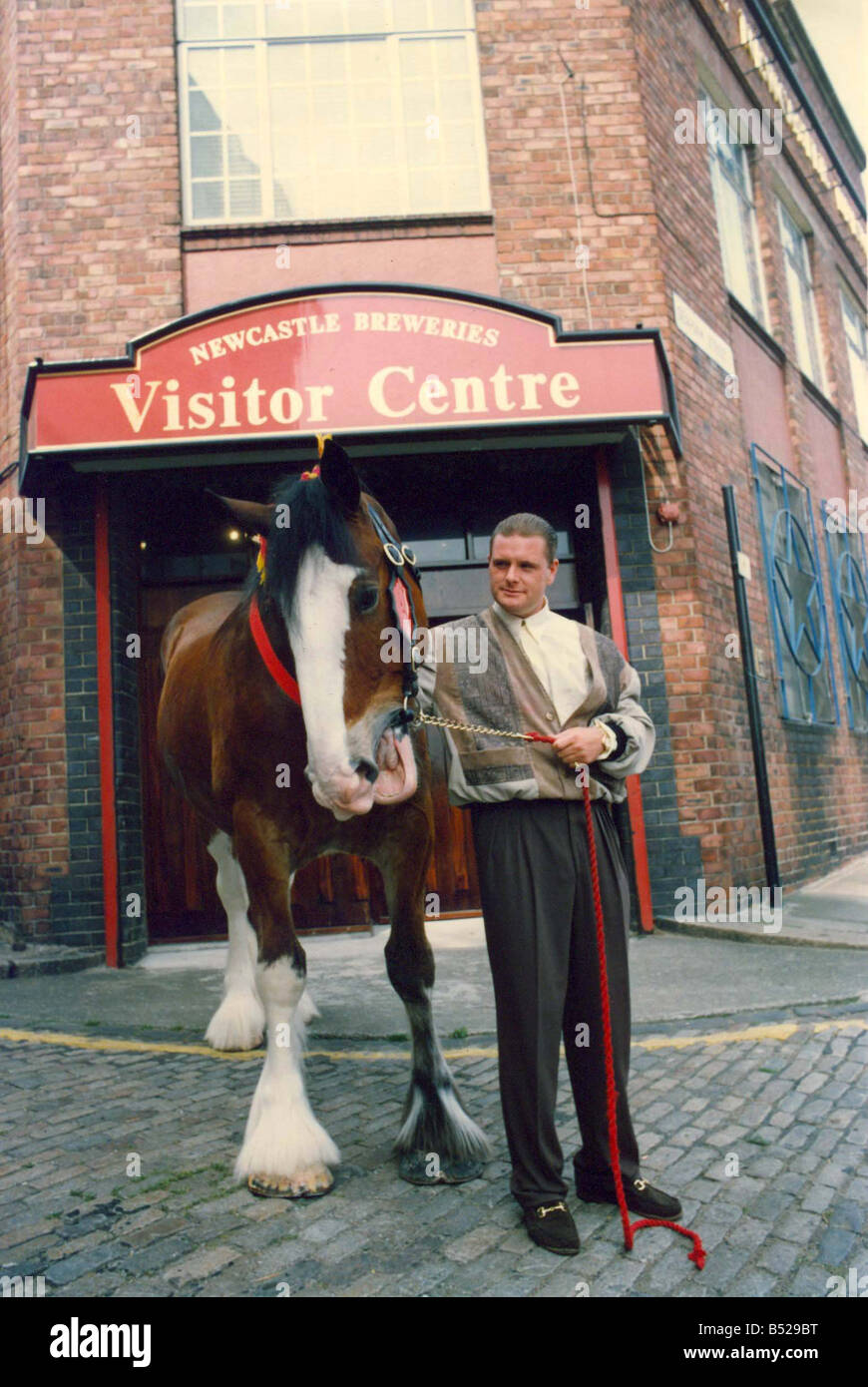 Paul Gascoigne Gazza avec l'un de Newcastle Breweries Dray Chevaux ...