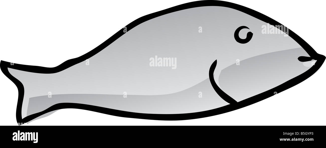 Cartoon illustration alimentaire d'un poisson cru entier Photo Stock ...