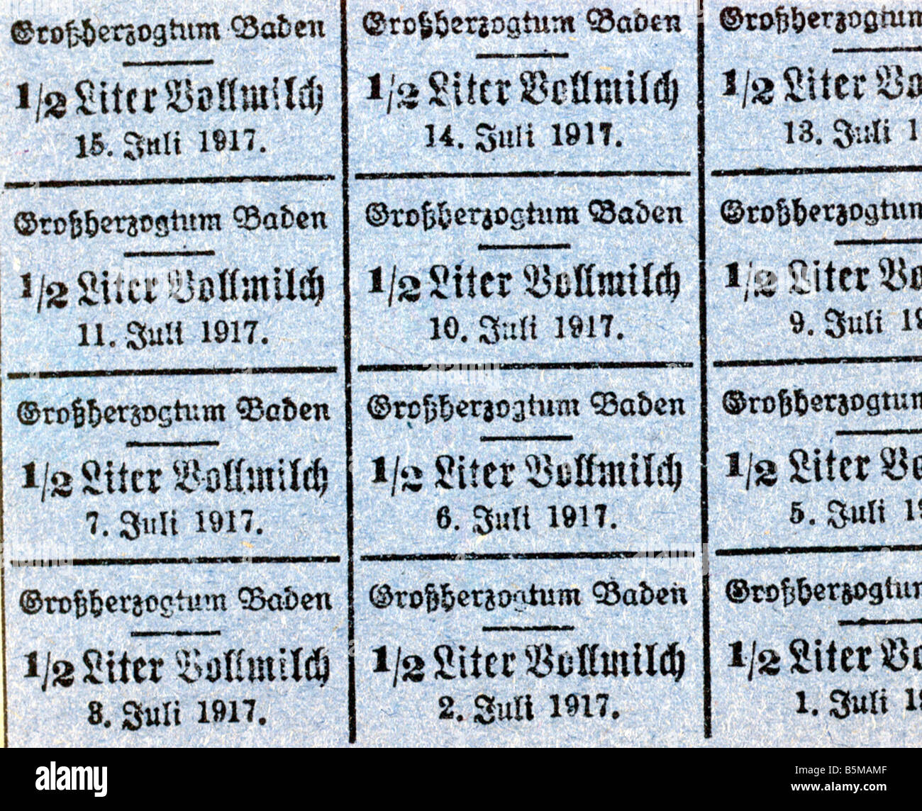 2 G75 G1 1917 6 E Carte de rationnement alimentaire WWI Lait Allemagne ...