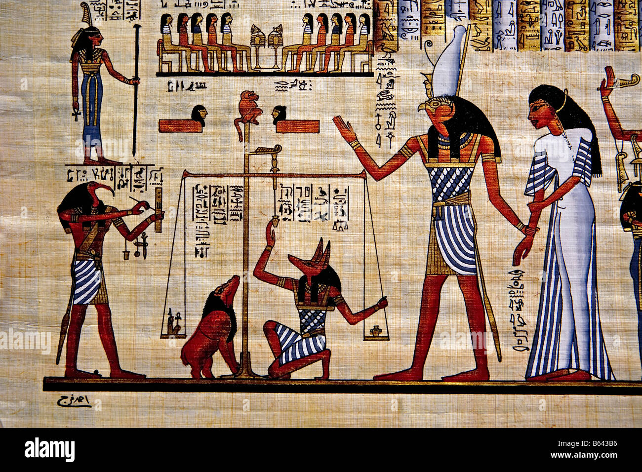 Egypte, Caire, peintures de temps des pharaons sur papyrus papier Photo ...