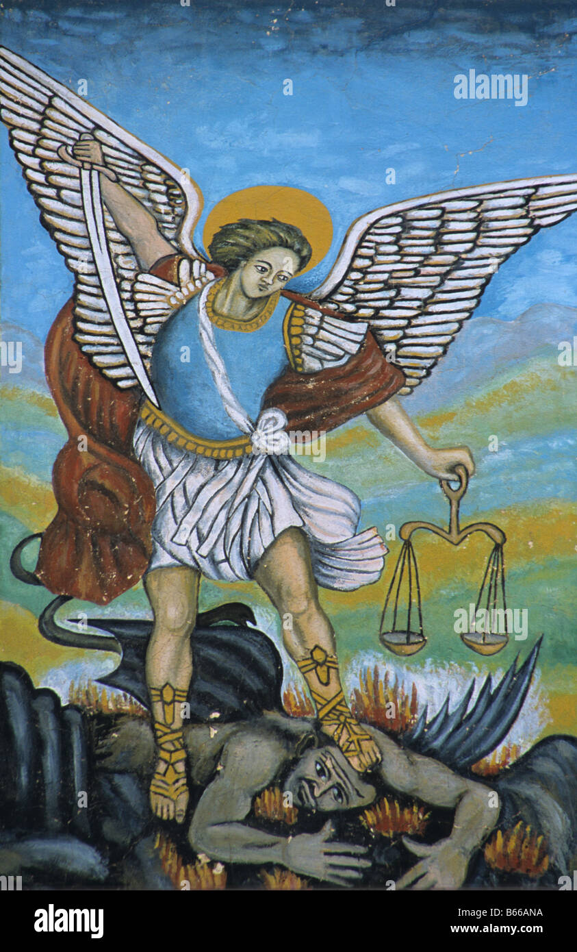 Peinture de Saint Michel tuant le diable ou satan, Saint Michael's ...