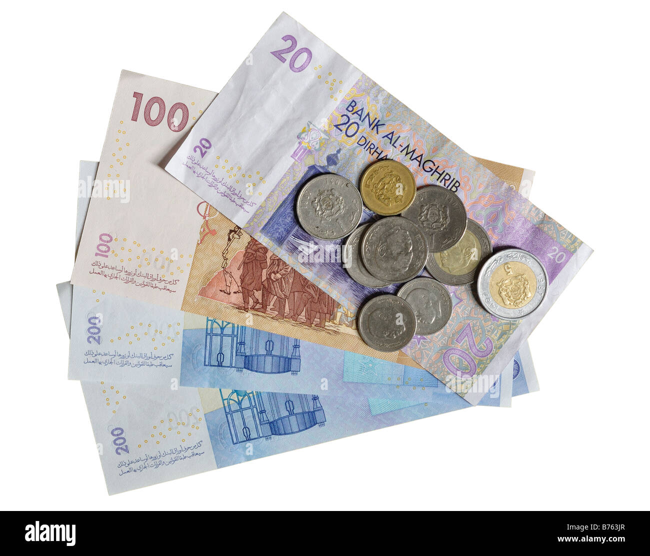 Dirhams marocains isolé sur fond blanc Photo Stock - Alamy