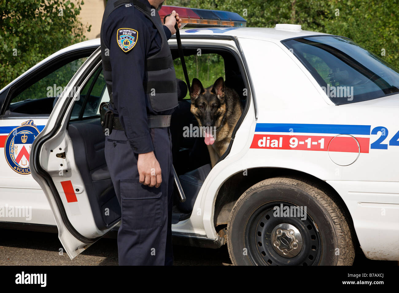 Avec des chiens de police Officer Photo Stock - Alamy