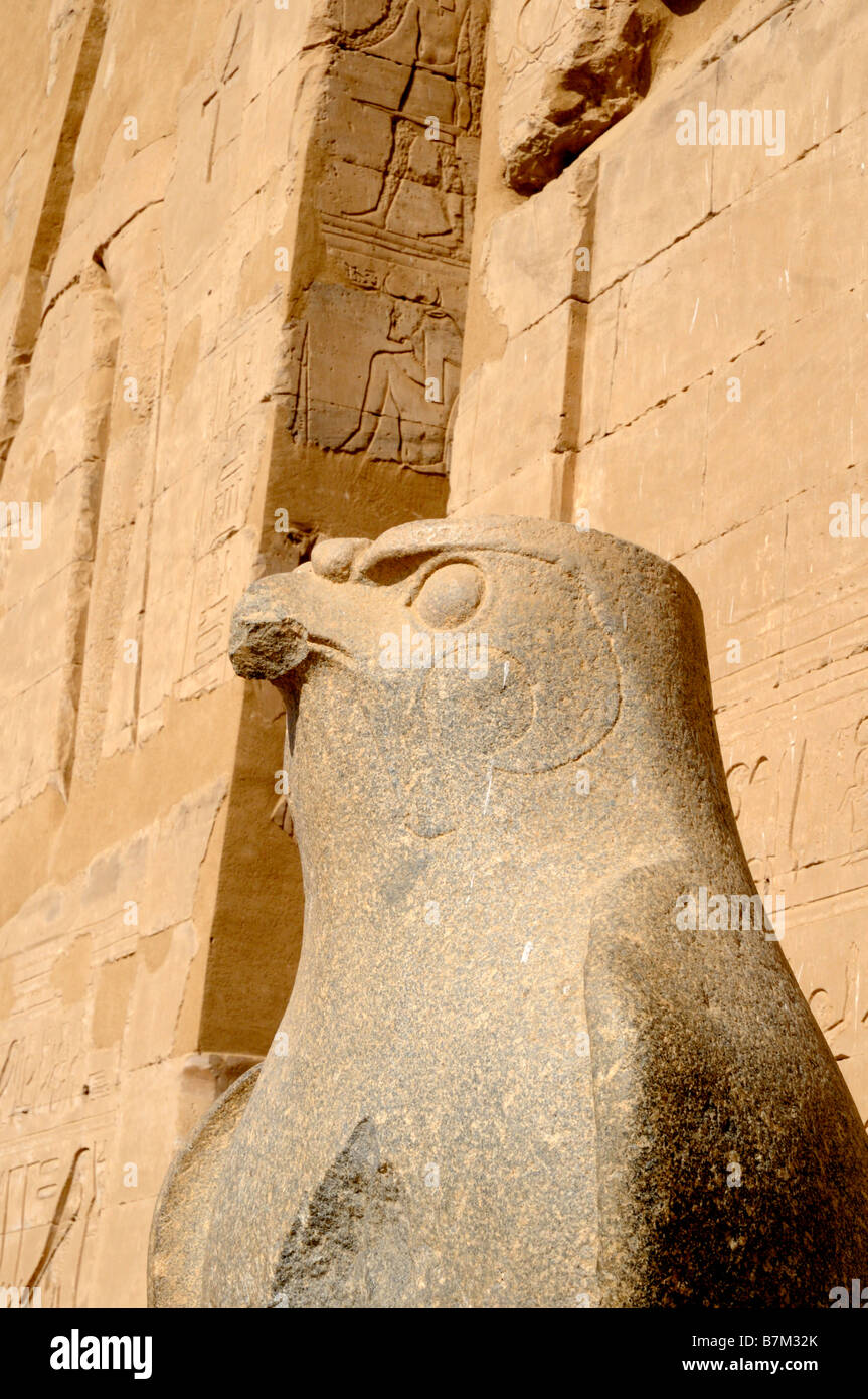 Statue du dieu Horus à Edfou le Temple à dans l'Égypte qui est dédié au ...