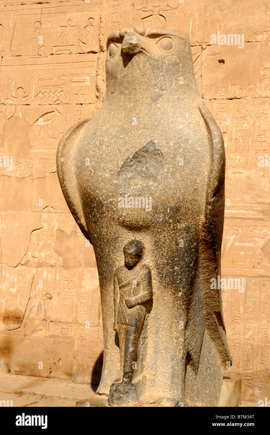 Statue du dieu Horus à Edfou le Temple à dans l'Égypte qui est dédié au ...