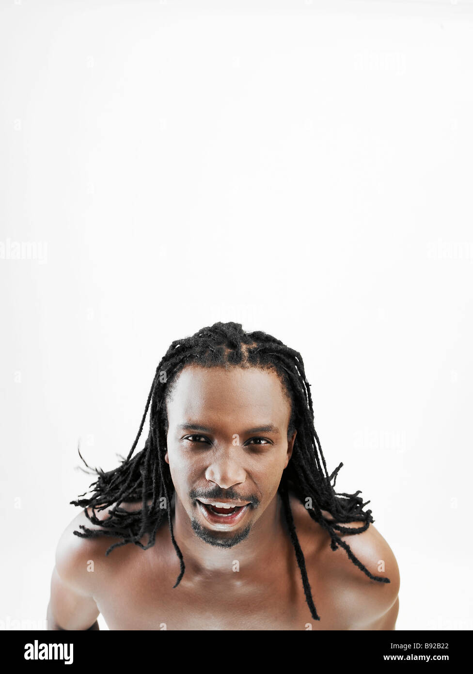 High angle portrait of shirtless man looking up Photo Stock - Alamy