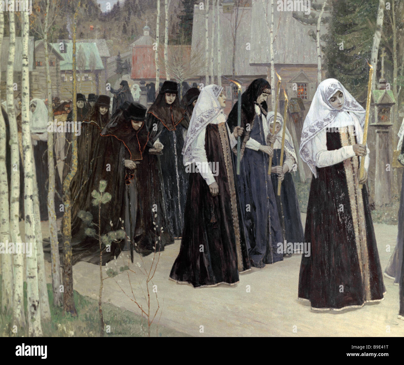 Une reproduction de la peinture en tenant le voile par Mikhail Nesterov ...