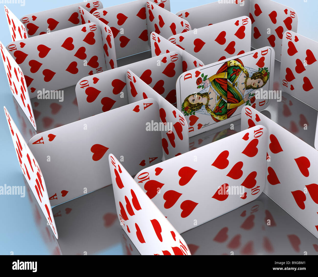 Cartes à jouer cartes de positionnement labyrinthe coeur coeur-cartes ...