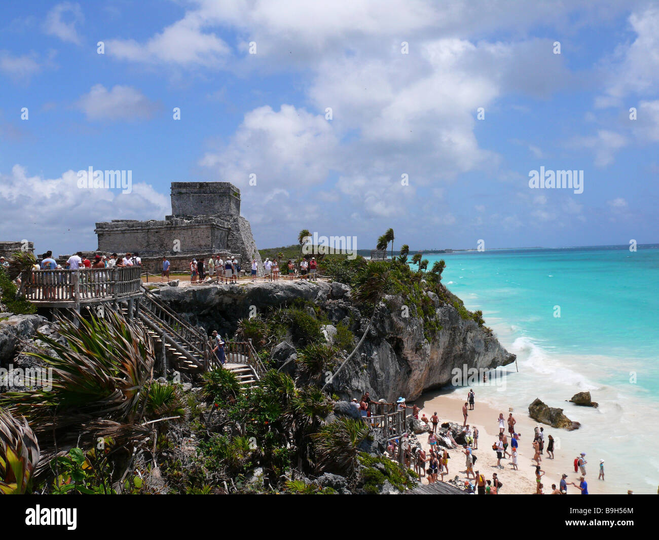 Mexique Yucatan Maya Tulum-construction-ruine temple place touristes ...
