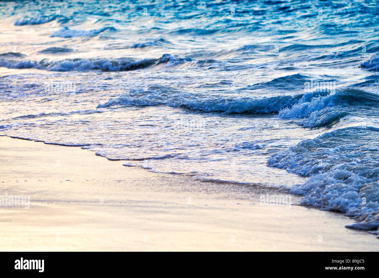 Vagues rouleaux se brisant sur le rivage de la plage Banque de ...