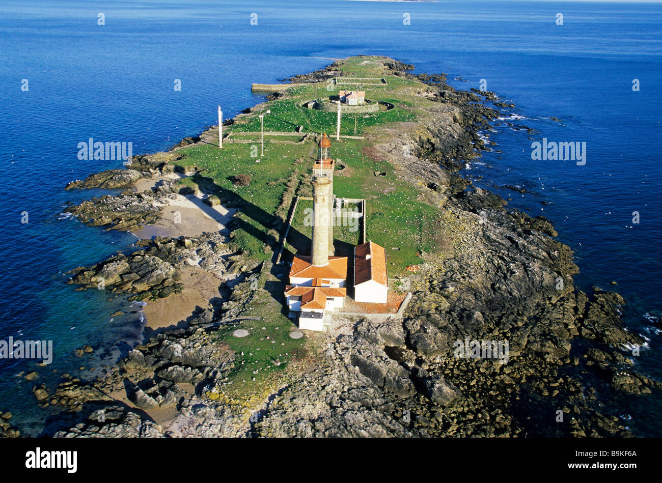 France, Vendée, Ile de Noirmoutier, Ile du pilier, le phare (vue ...