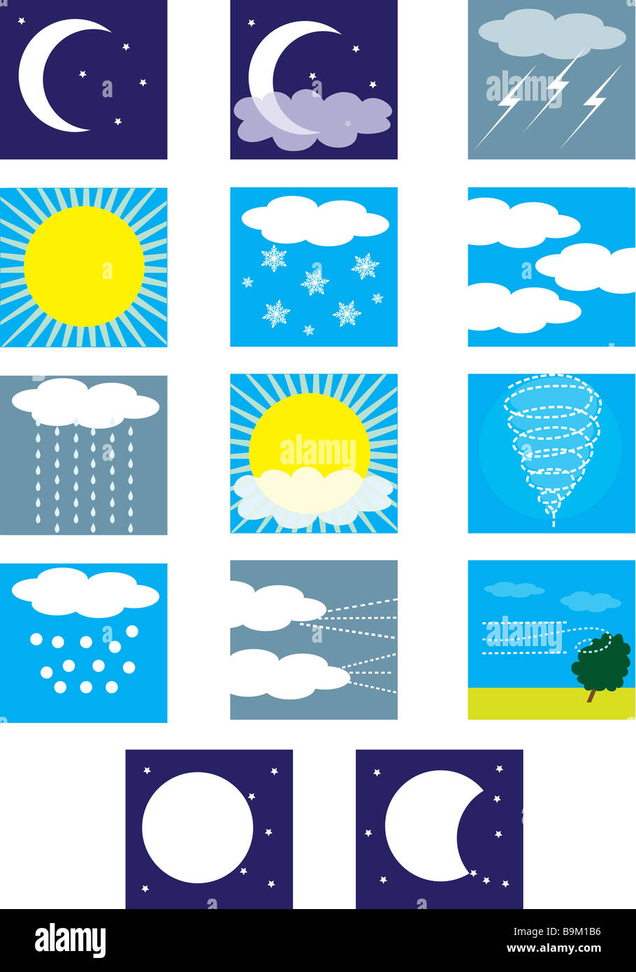 Symboles du temps illustrant les différents types de conditions Photo ...