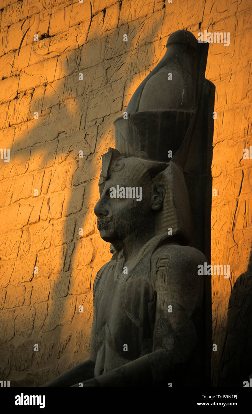 Égypte, vallée du Nil, Louxor, entrée de temple de Louxor, détail d'une ...