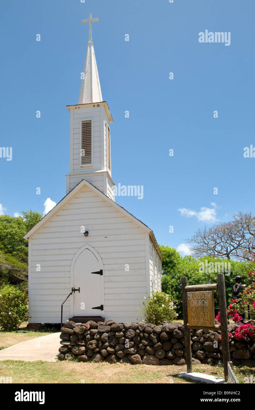 L'église Saint Joseph, Kamalo, Molokai, Hawaï Photo Stock - Alamy