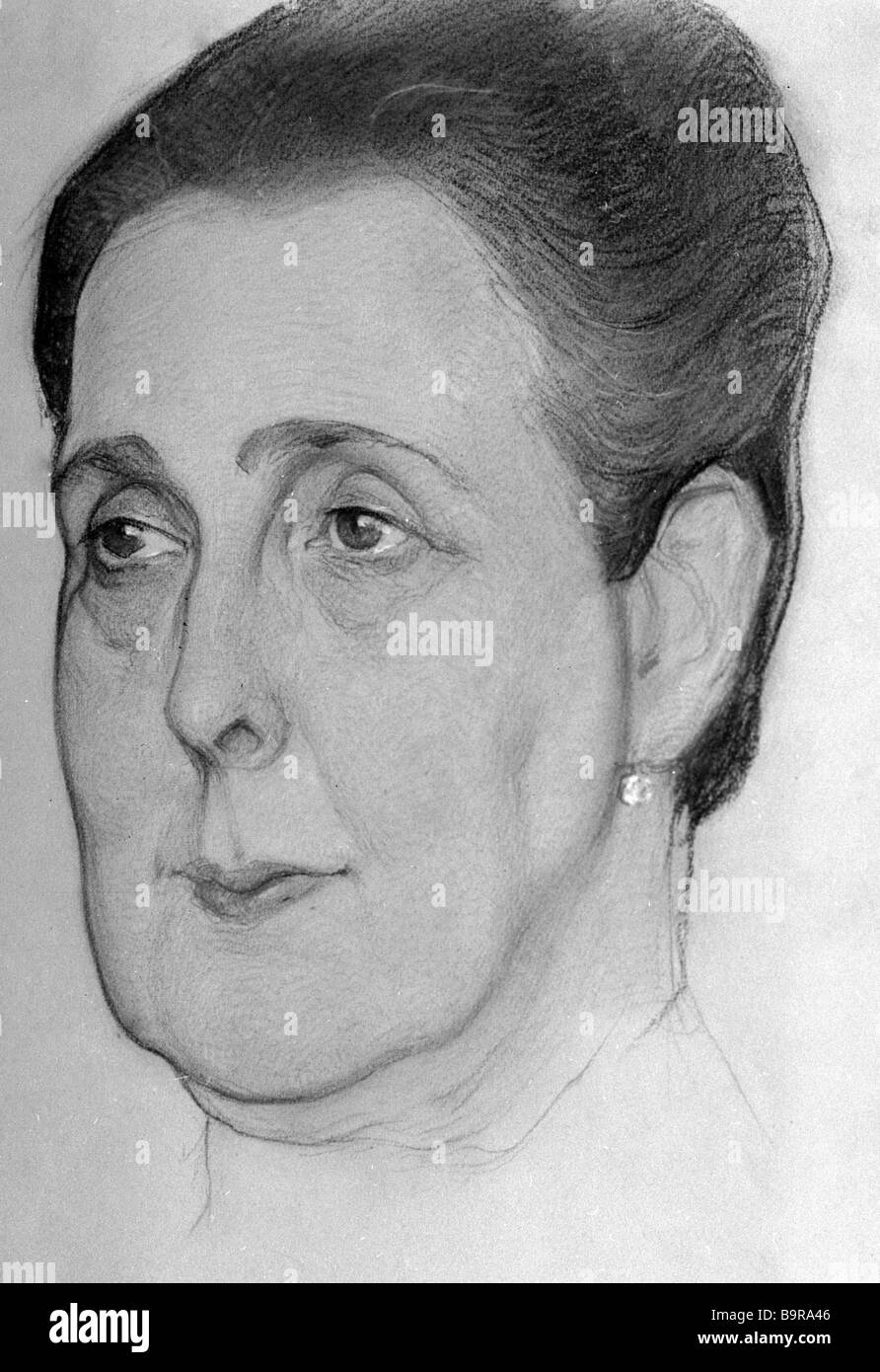 Dessin Portrait de l'actrice Alexandra Yablochkina par la peintre ...