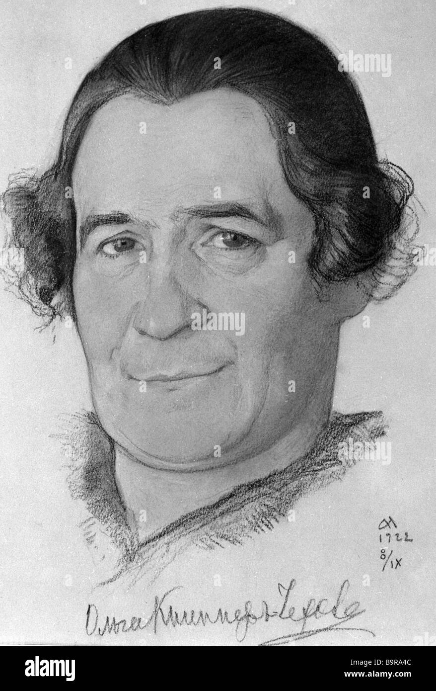 Dessin Portrait de l'actrice Olga Knipper Chekhova peintre par Nikolai ...