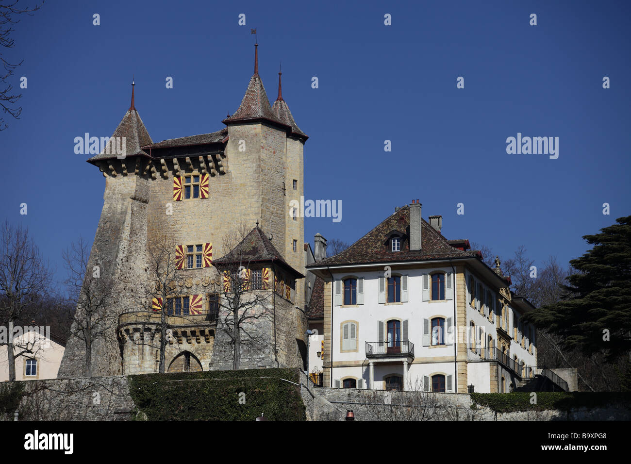 Château de Vaumarcus, canton de Neuchâtel, Suisse Photo Stock - Alamy