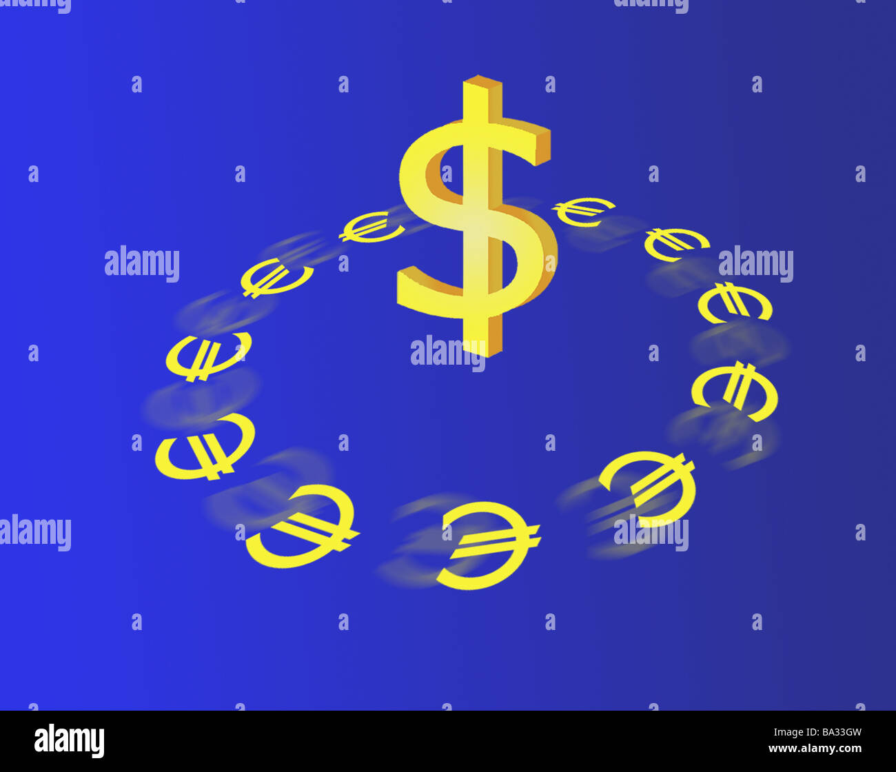 Ordinateur-graphics-signes monétaires dollar Euro Europe Amérique jaune ...