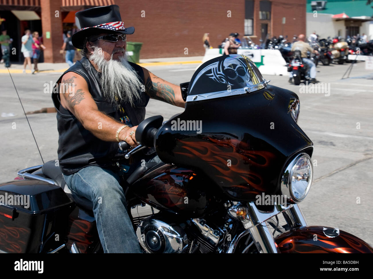 Top Hat motard barbu Sturgis Motorcycle Rally annuel Dakota du Sud USA ...