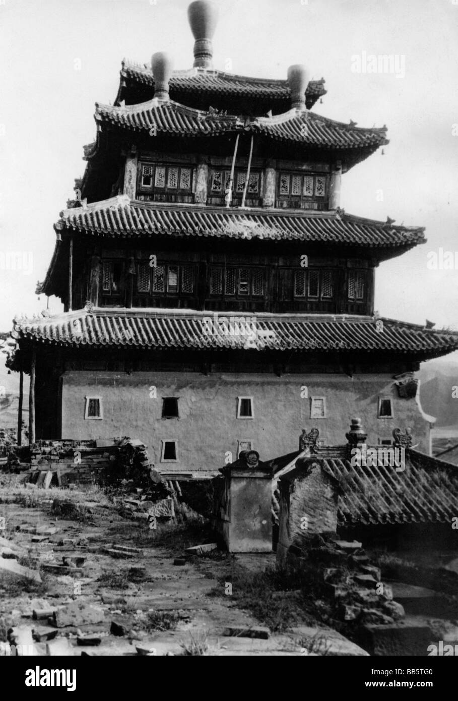 Boudha temple chine Banque d'images noir et blanc - Alamy