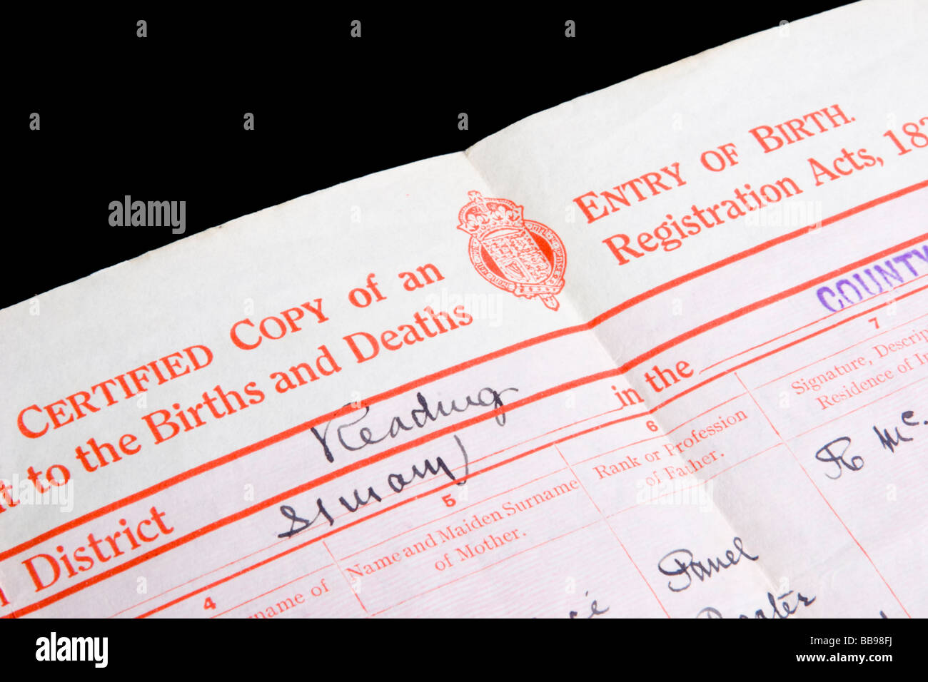 Birth certificate Banque de photographies et d’images à haute résolution - Alamy