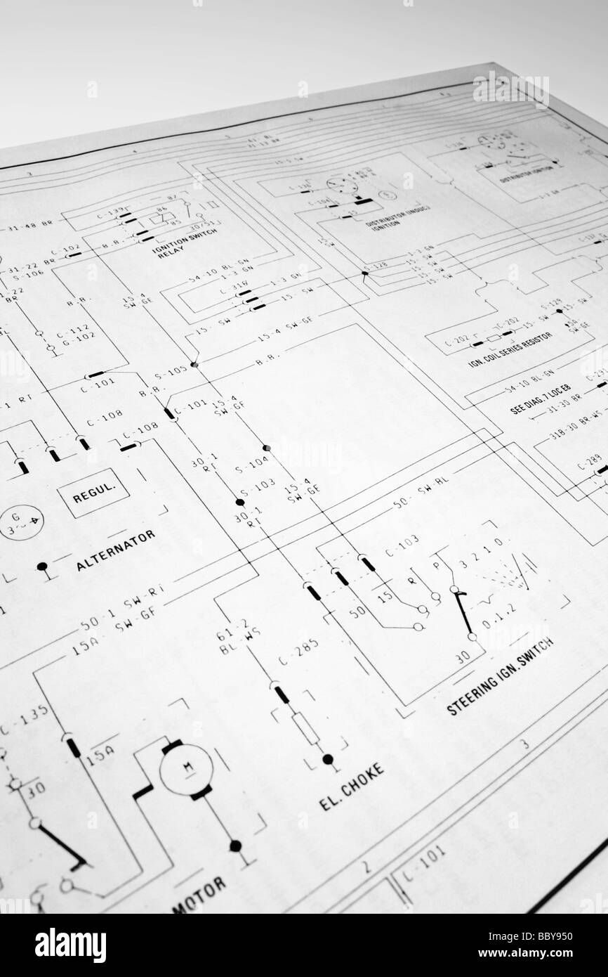 Schéma de câblage électrique Photo Stock - Alamy