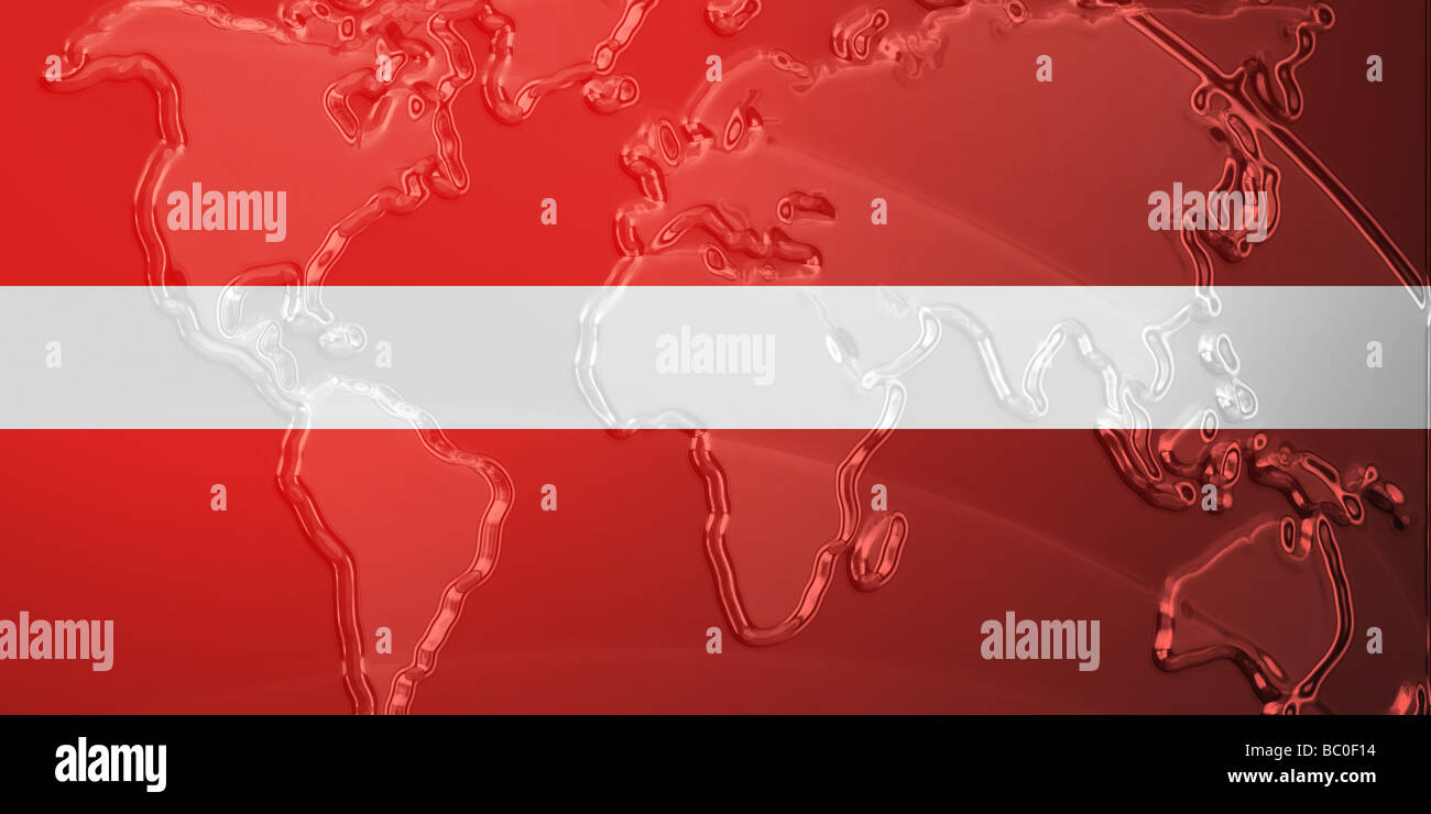 Pavillon de la Lettonie pays national illustration symbole avec carte ...