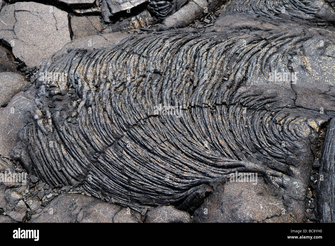 Coulée de lave refroidie pahoehoe Banque de photographies et d’images à ...