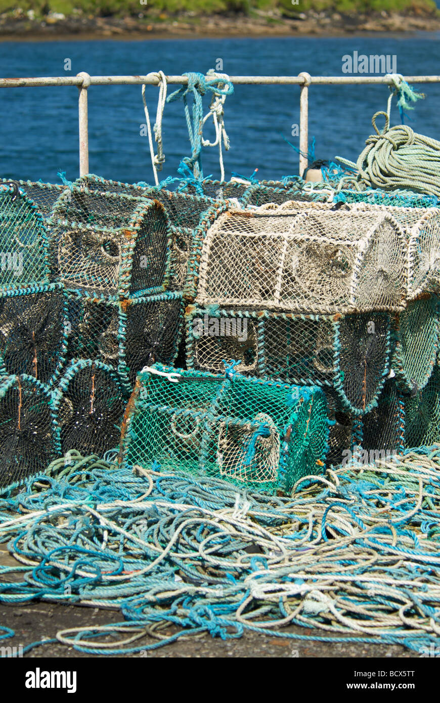 La Nasse sur une jetée dans Scalpay Western Isles Hébrides extérieures ...