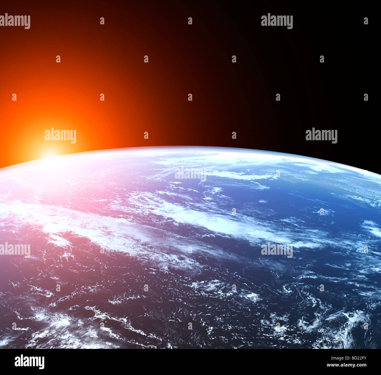 Vue de la NASA de terre au lever du soleil depuis l'espace Photo Stock ...