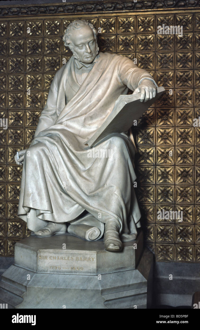 Statue de Sir Charles Barry architecte qui reconstruit les maisons du ...