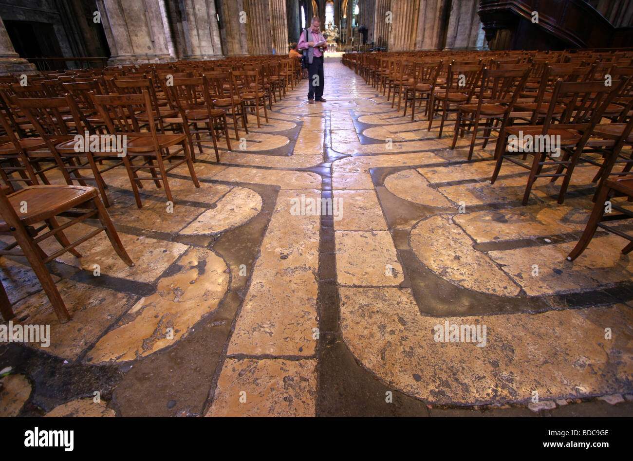 Labyrinthe médiéval dans la cathédrale de Chartres, 1205 AD Photo Stock ...
