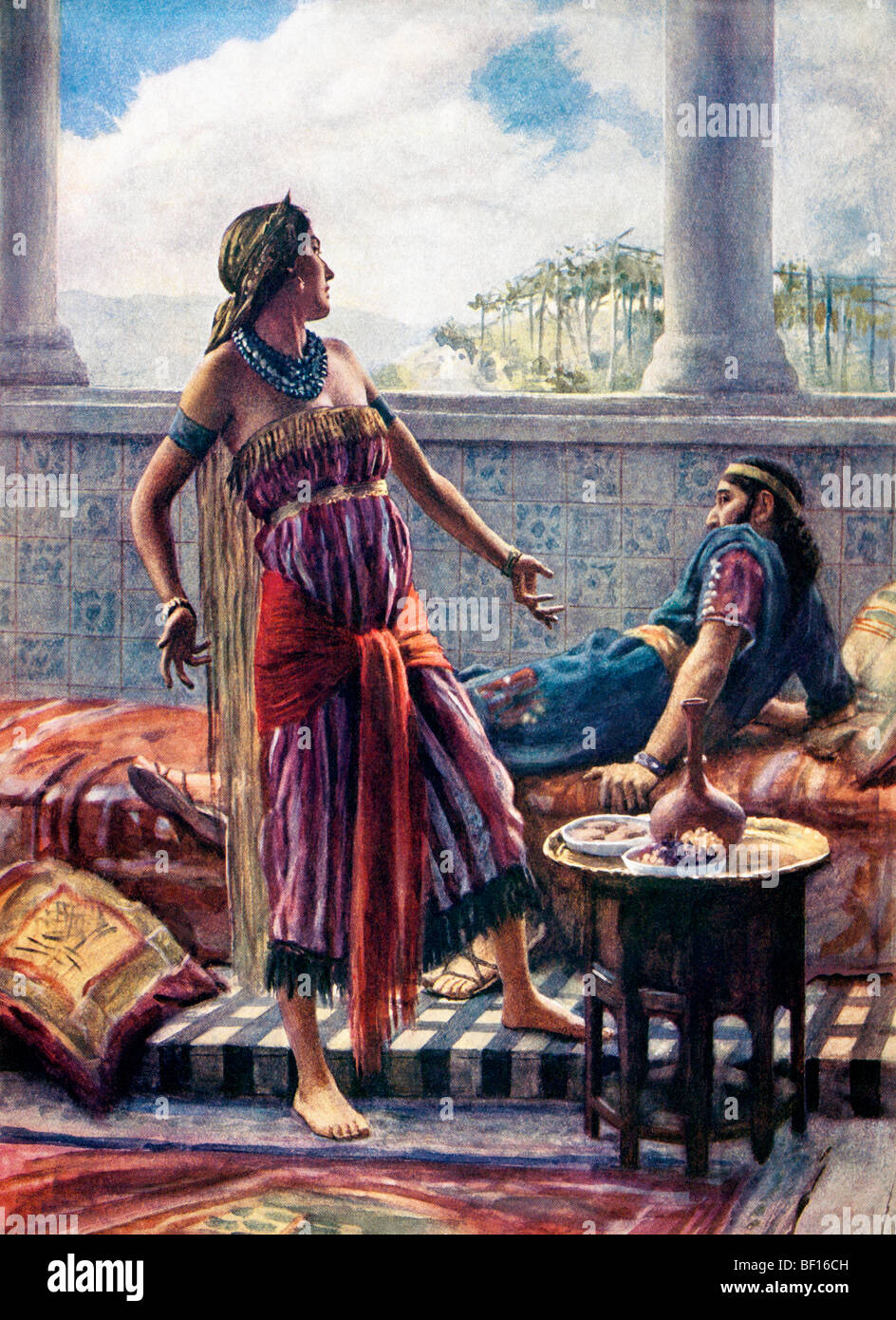 Peinture de Jézabel en photo avec son mari Achab, roi d'Israël peint ...