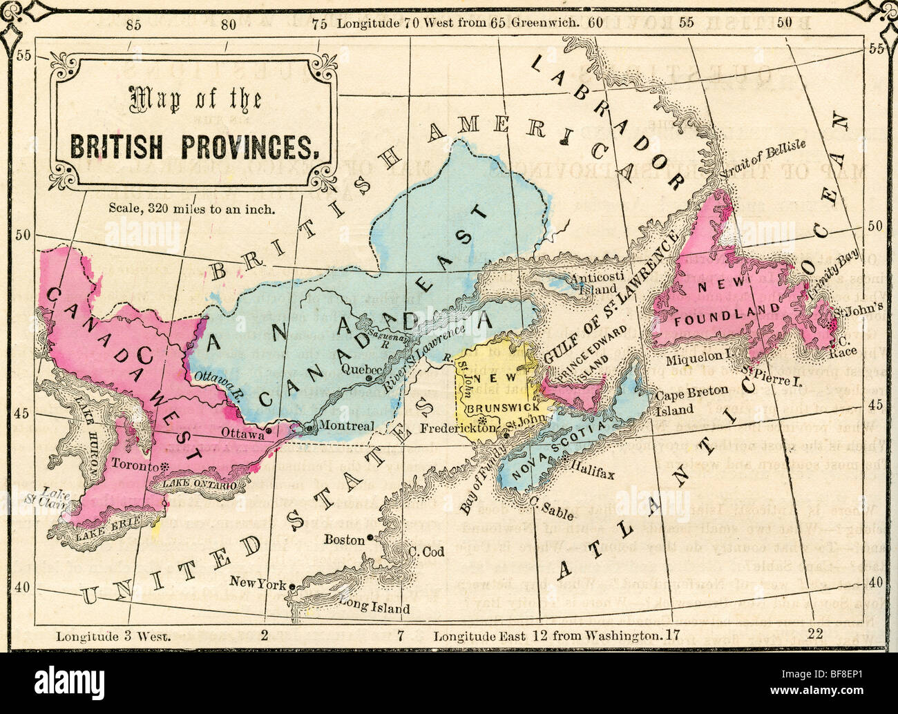 Ancien original carte du Canada à partir de 1865 manuel de géographie ...