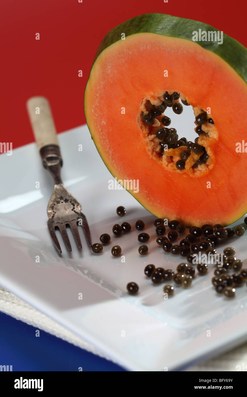 Fruits tropicaux papaye coupée en denrée alimentaire alimentaire fruits ...