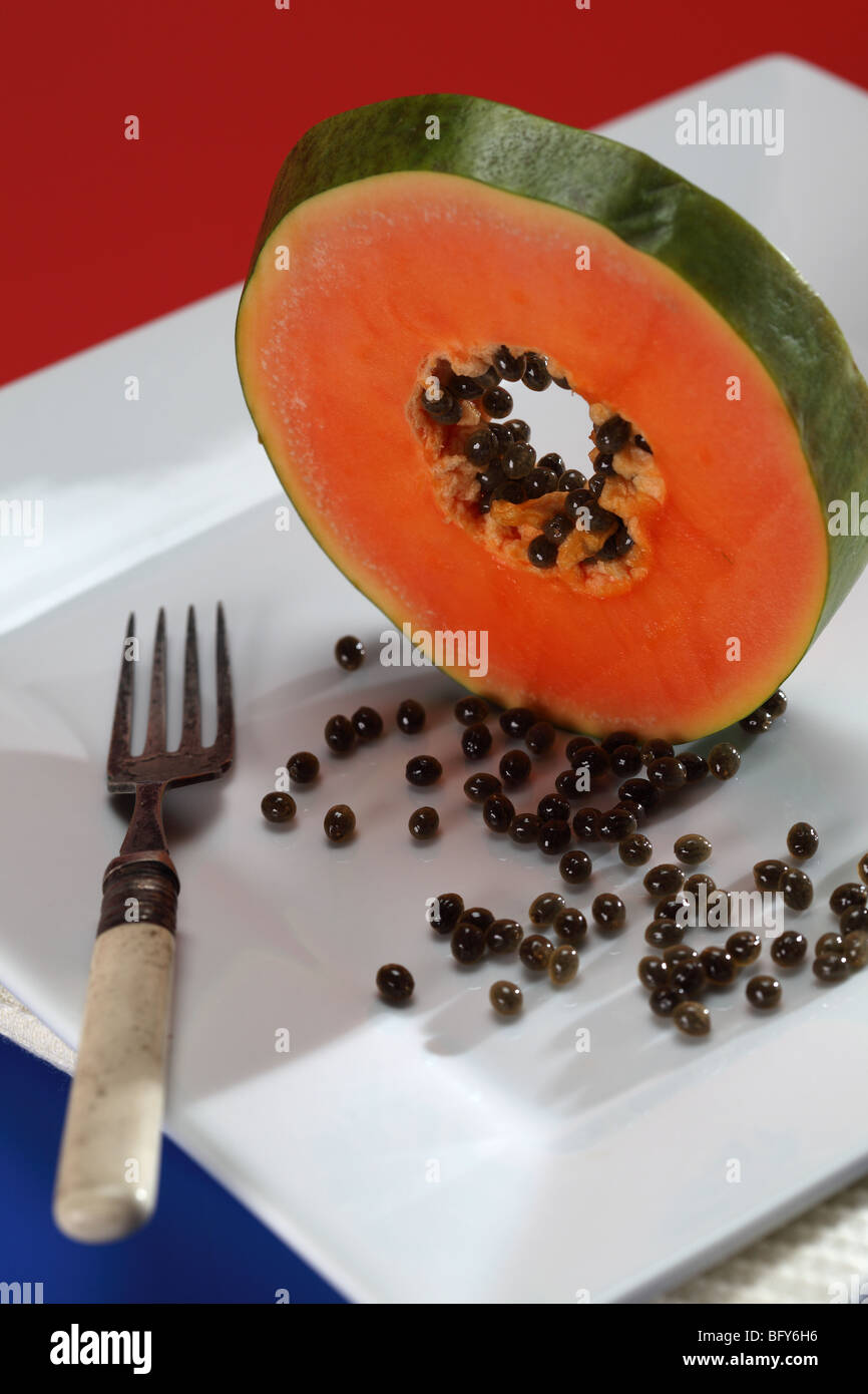 Fruits tropicaux papaye coupée en denrée alimentaire alimentaire fruits ...