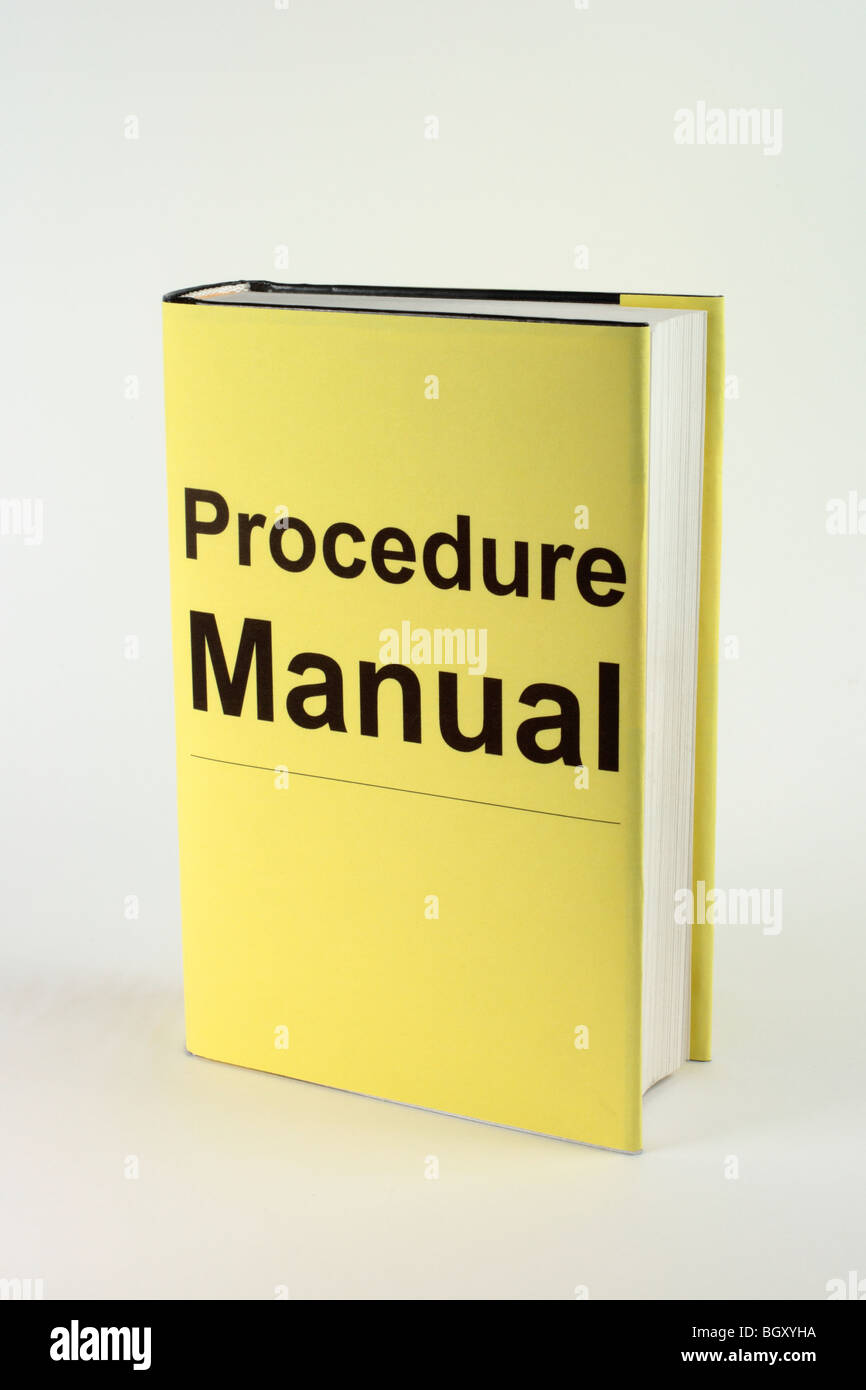 Livre avec couverture jaune thats dit manuel de procédures Photo Stock ...
