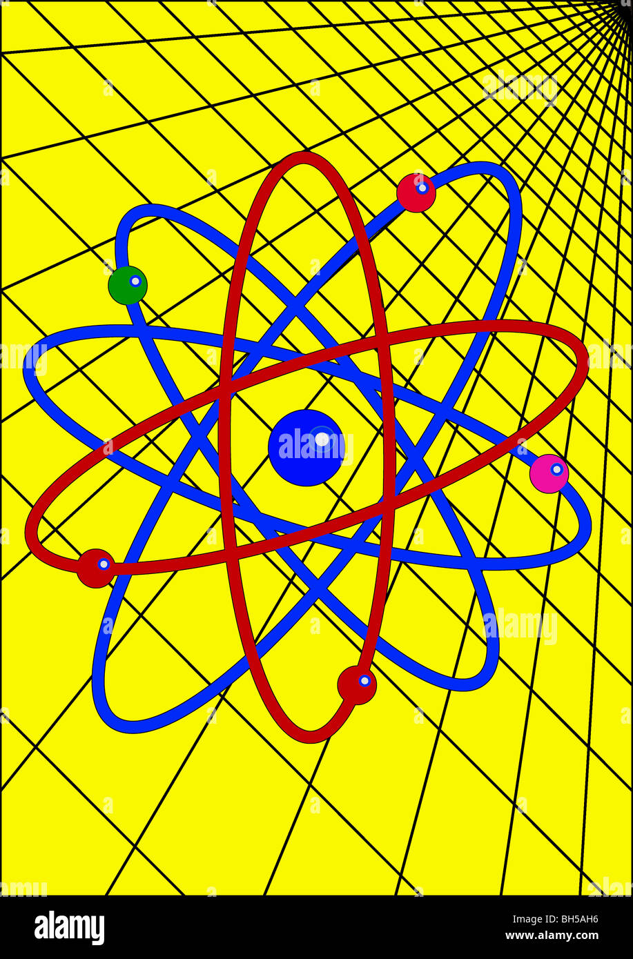 Vue composite symbole atomique sur grille Photo Stock - Alamy