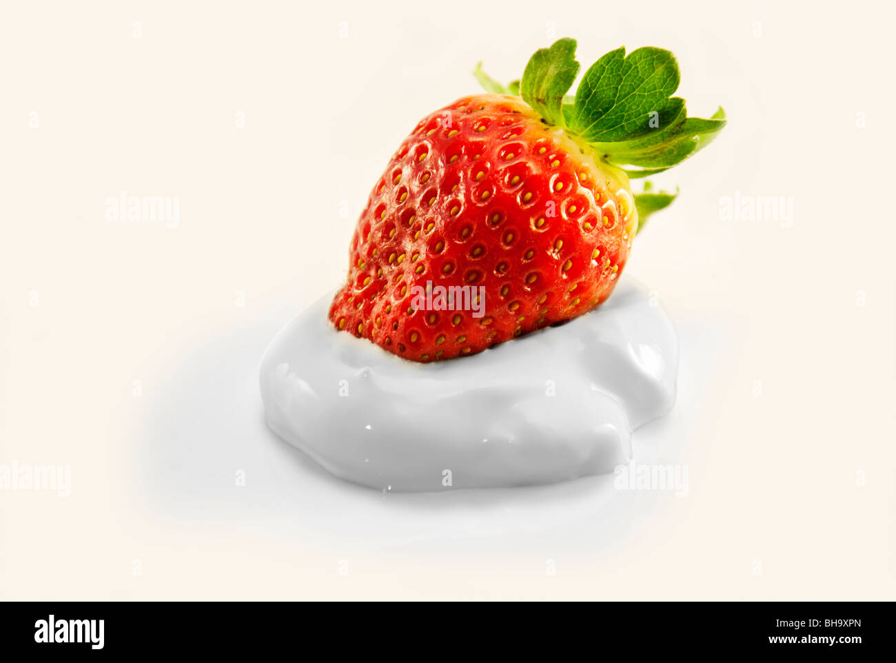 Fruits rouges sur fond blanc : fraise à la crème Photo Stock - Alamy