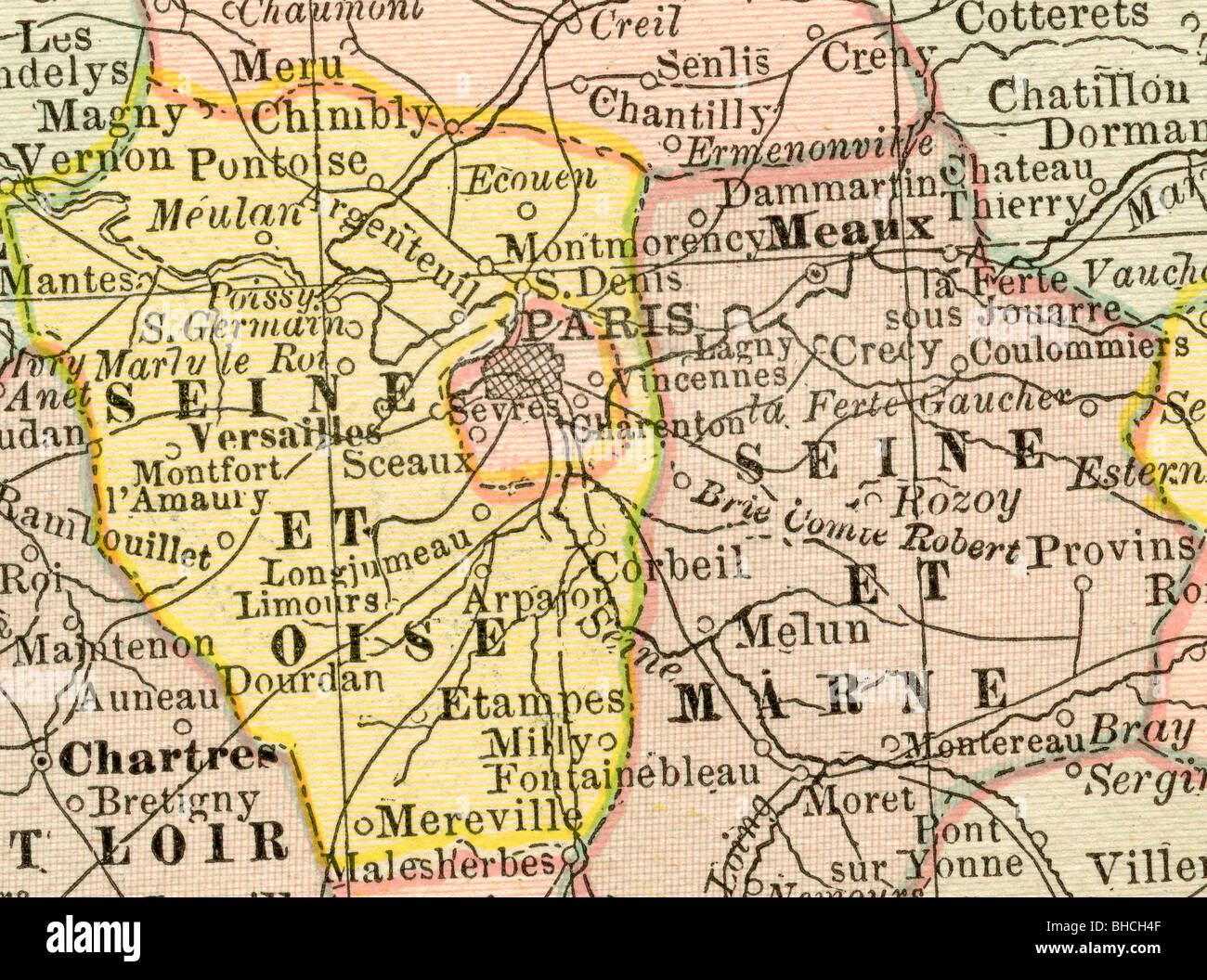 Ancienne carte d'origine de la région parisienne à partir de 1884 ...