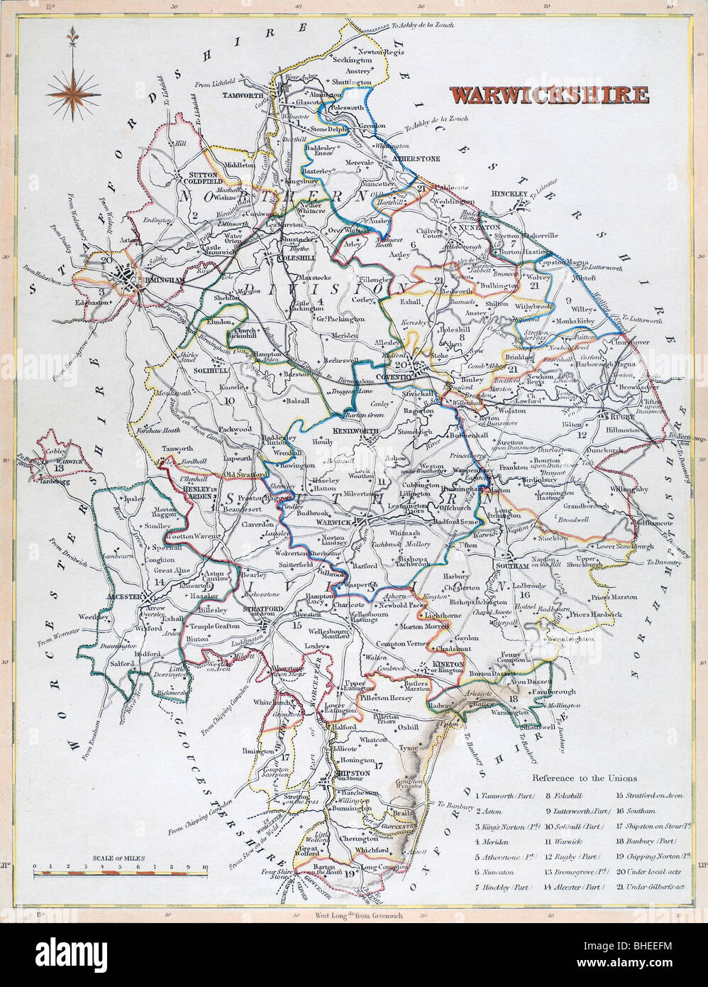 Map of warwickshire Banque de photographies et d’images à haute ...