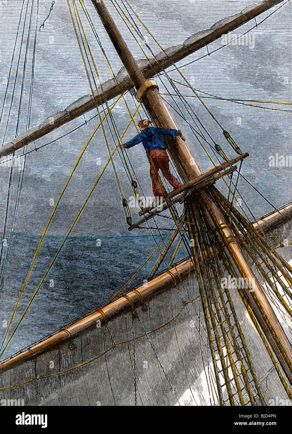 'Elle souffle' cri d'un baleinier lookout observation une baleine, 1800 ...