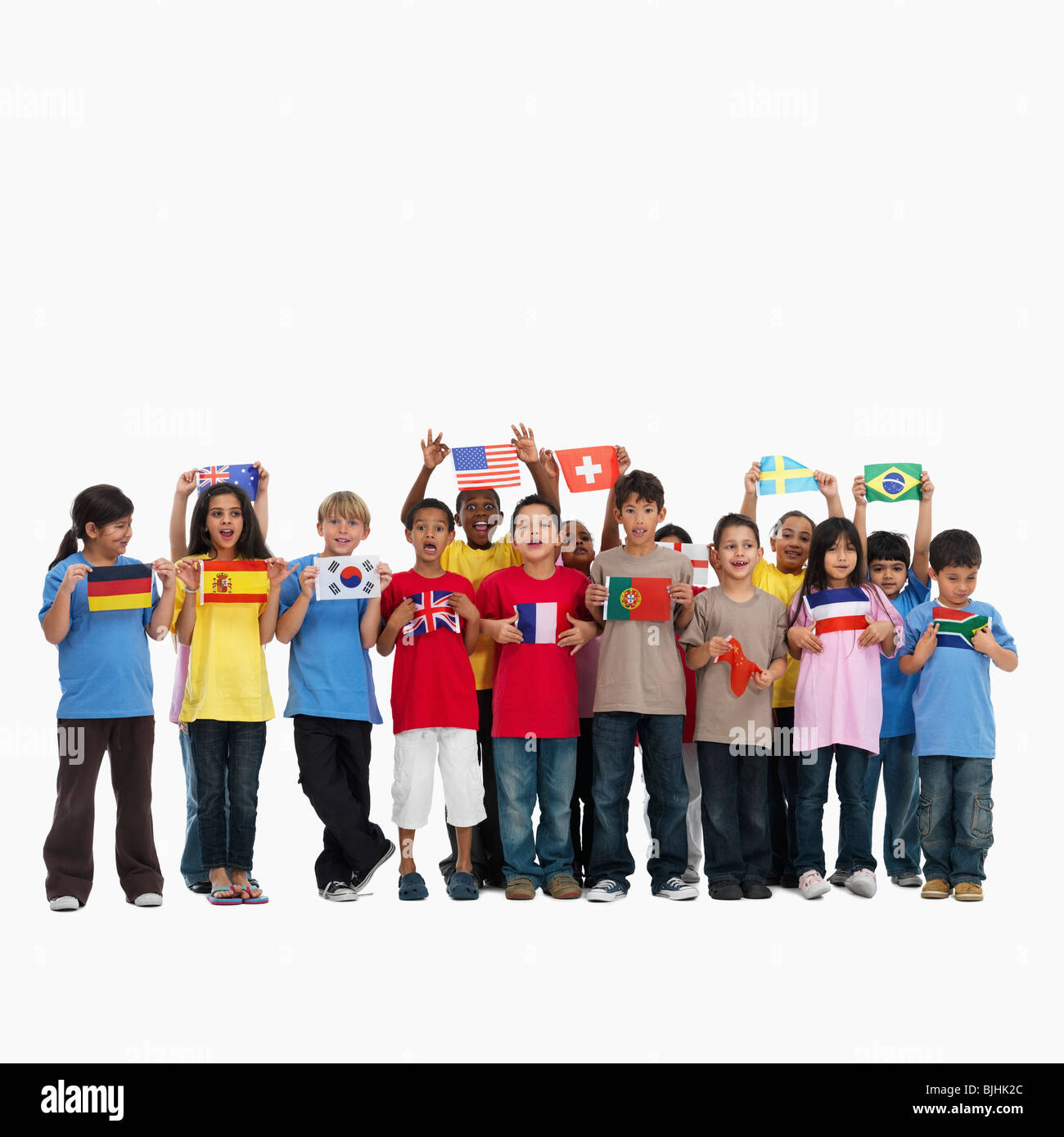 Enfants avec des drapeaux Banque d'images détourées - Alamy