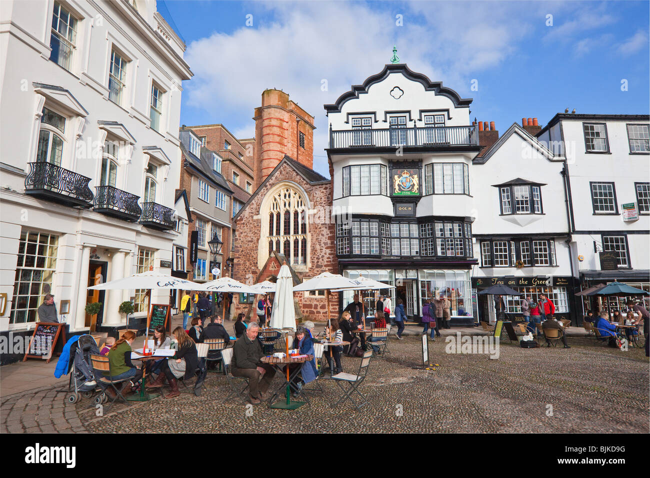 Près de la cathédrale, Exeter, Devon, café, vieux bâtiments, historique ...