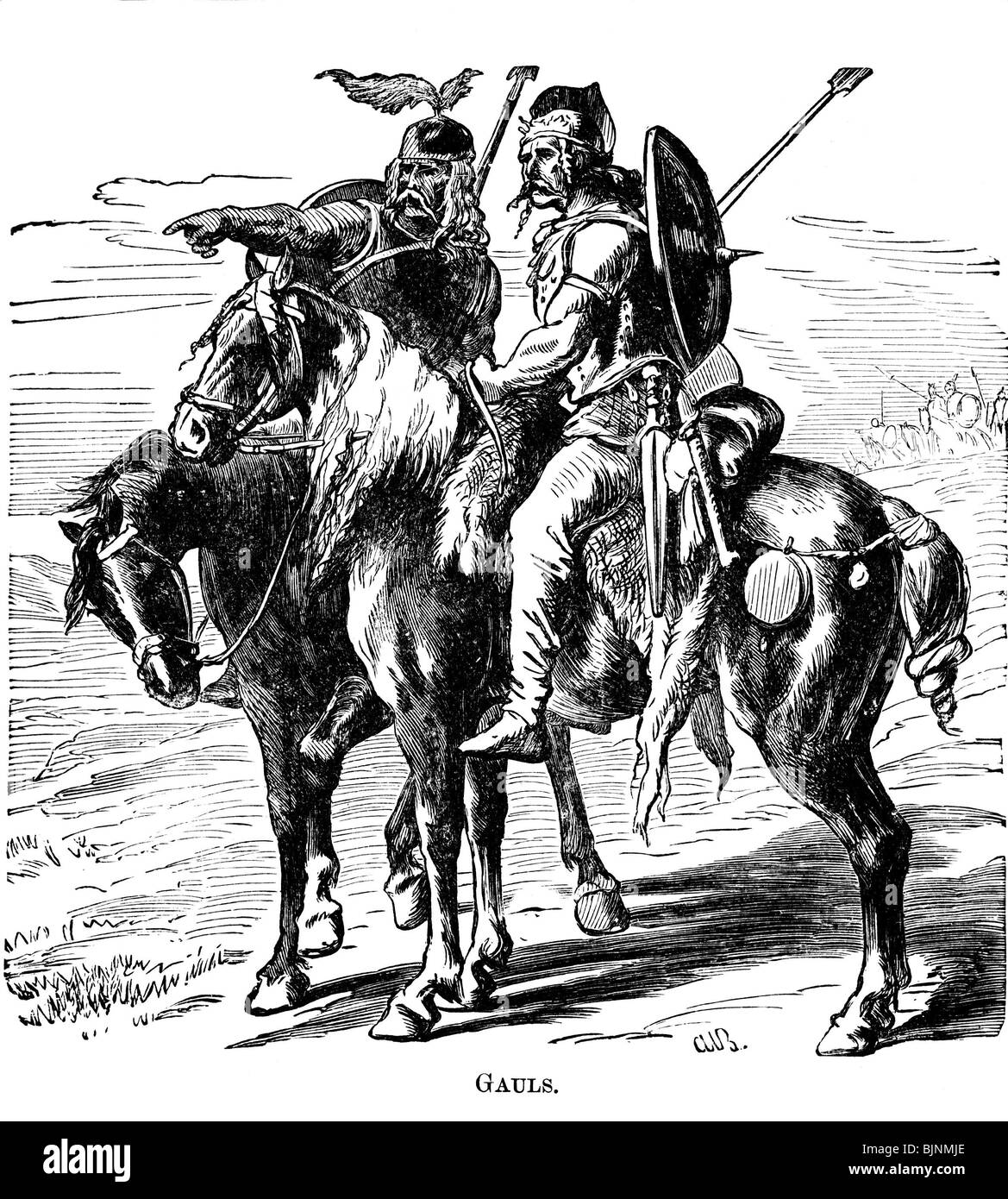 Monde antique, celts, deux guerriers gauliques sur cheval, vers le 2ème ...