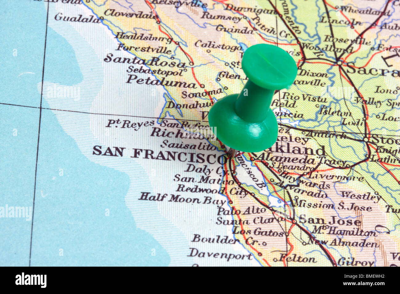 San francisco sur une carte Banque de photographies et d’images à haute ...